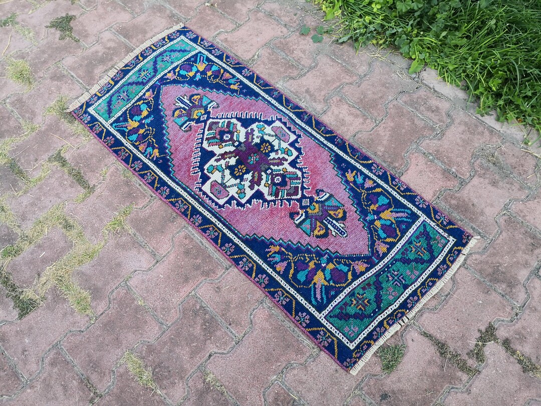 Small Turkish Rug 18x43 İnches Anatolian Vintage Rug Entry Rug Turkish ...