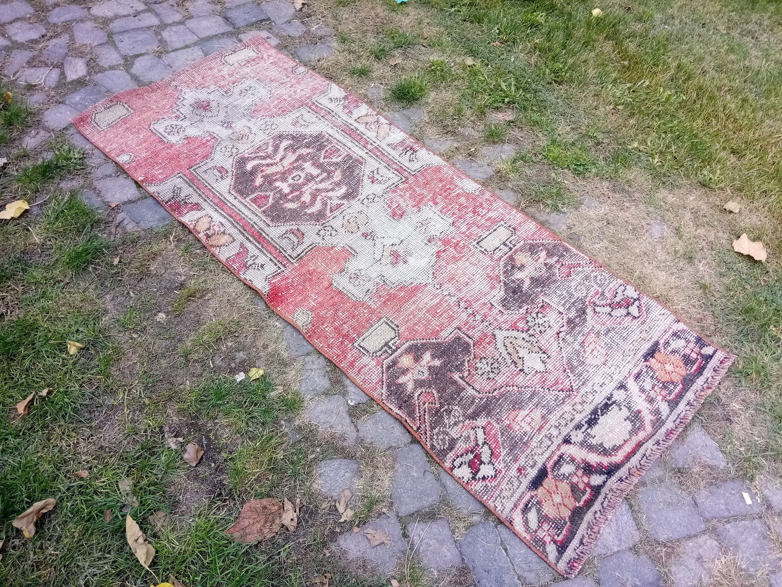 Turkish Faded Rug 27x67 Inches Slim Runner Rug Anatolian Vintage Pastel ...