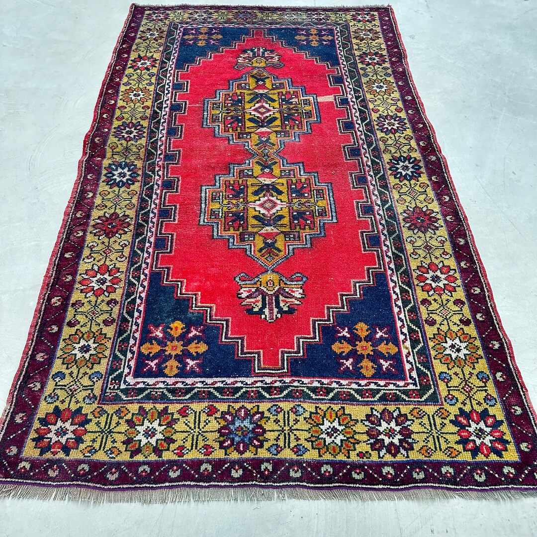 Vintage Rug, 4x7 Area Rug, Turkish Rug, Antique Rug, Rugs for Bedroom ...