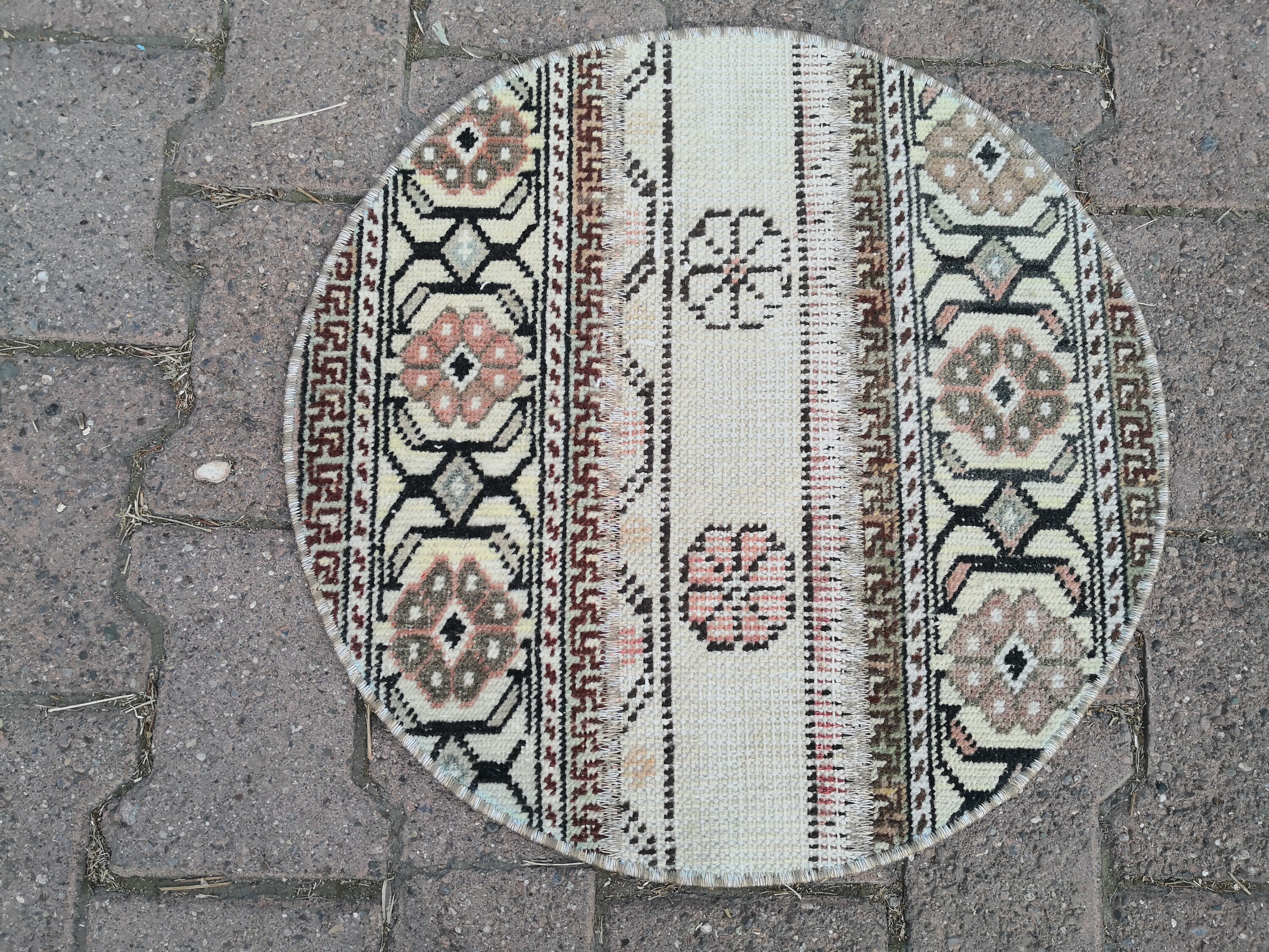 Small Round Rug 20x20 İnches Anatolian Vintage Rug Entry Rug - Etsy