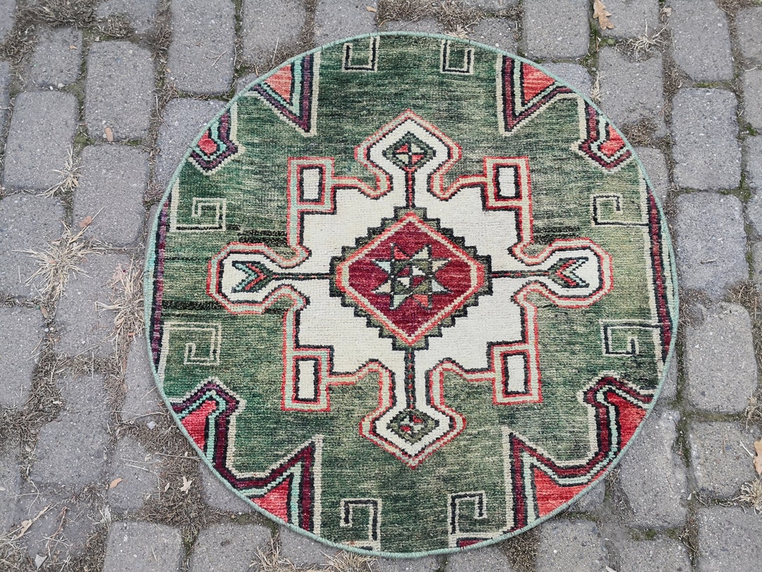 Vintage Turkish Rug 32x32 Inches Turkish Anatolian Rug Livingroom Rug ...