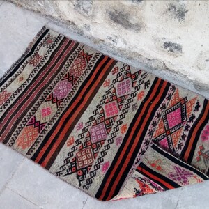 Turkish Small Kilim 24x38 Inches Anatolian Striped Kilim Wool Kilim ...