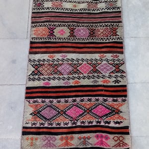 Turkish Small Kilim 24x38 Inches Anatolian Striped Kilim Wool Kilim ...