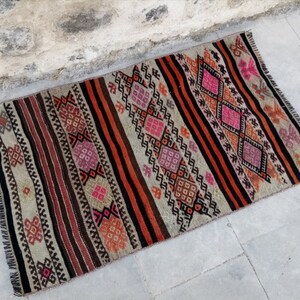 Turkish Small Kilim 24x38 Inches Anatolian Striped Kilim Wool Kilim ...