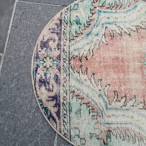 Turkish Circle Rug 32x32 İnches Vintage Handmade Rug Doormat Rug ...