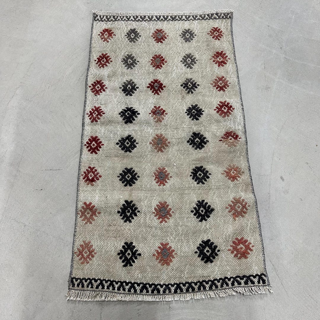 Vintage Kilim, Small Kilim, Patterned Turkish Kilim, Oushak Kilim, Rugs ...