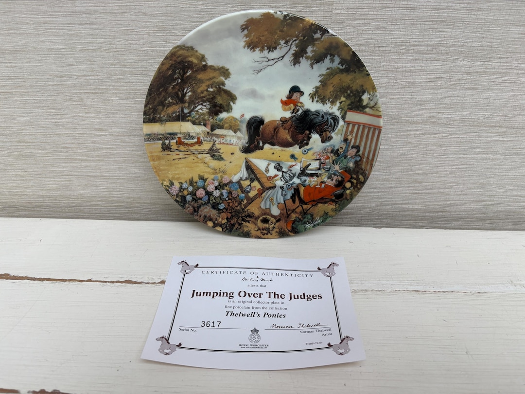 Danbury Mint Thelwell Plate "jumping Over the Judges" Thelwell's Ponies ...