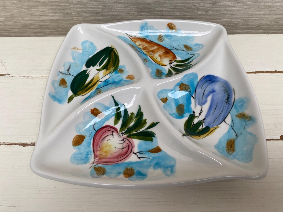 Ceramic Serving Dish Crudités Hand Painted Ironstone Ware - Etsy