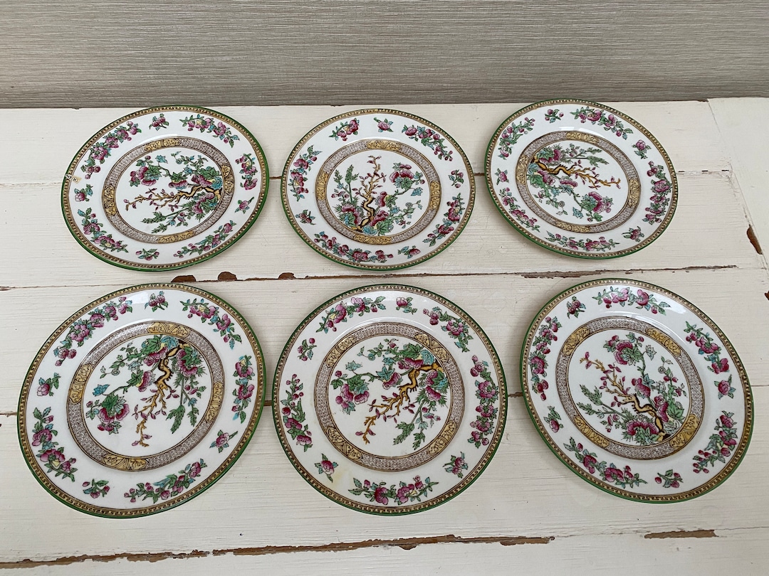 Set of Six Vintage Foley Art Peacock Pottery 'indian Tree' Small Tea ...