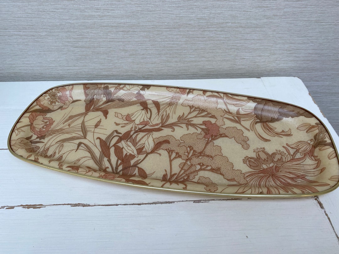 Vintage Serving Tray - Floral Design - Etsy