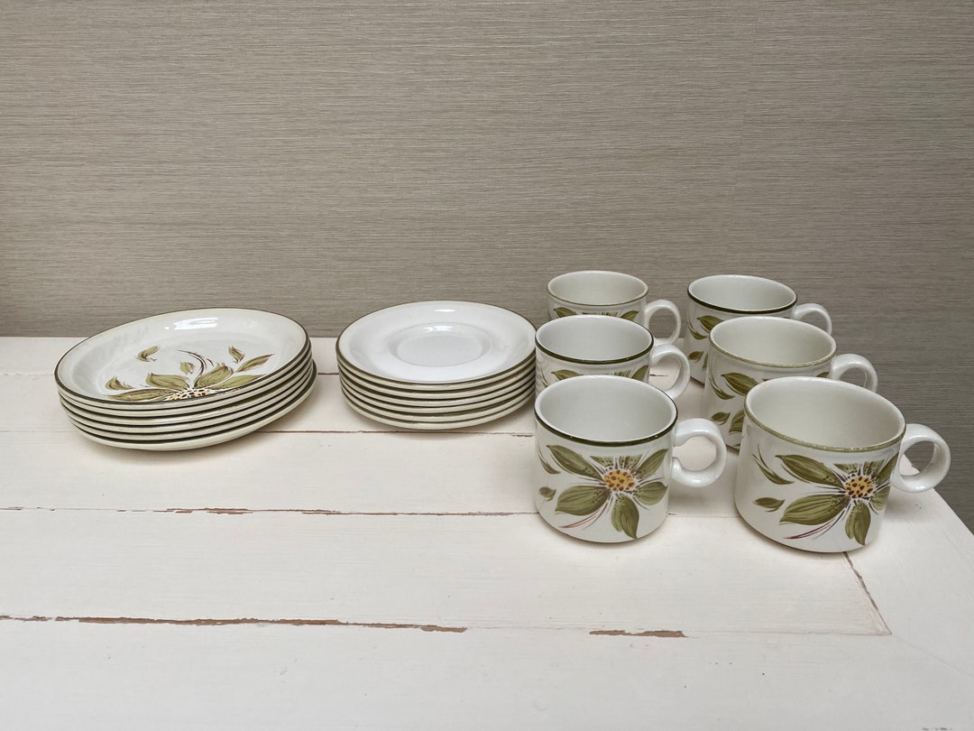 DOVERSTONE Pottery Staffordshire Six Cups, Saucers and Side Plates - Etsy