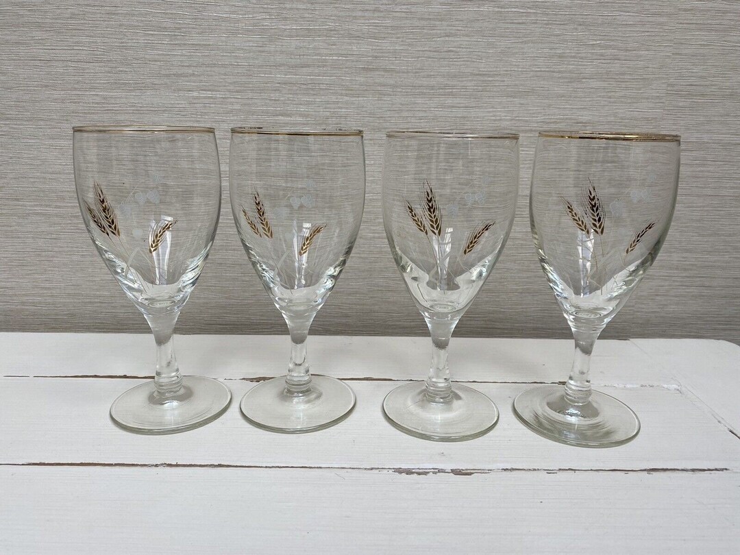 Set of Four Vintage Small Etched Glass Goblets - Etsy