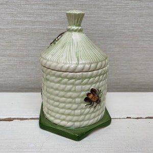 Vintage Beehive Ceramic Honey Pot With Lid - Bee Finials - Etsy