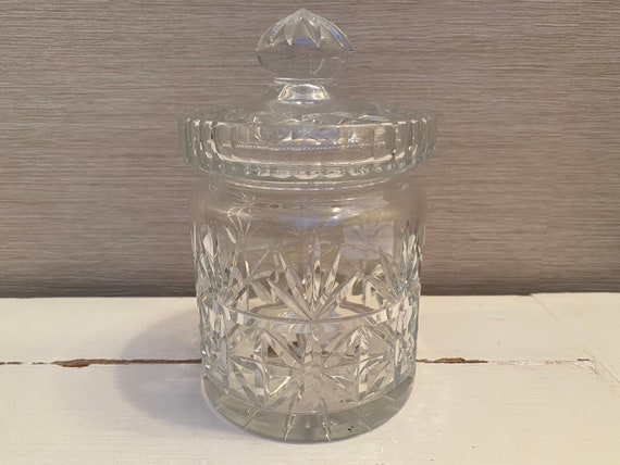Crystal Cut Glass Canister and Lid - Etsy