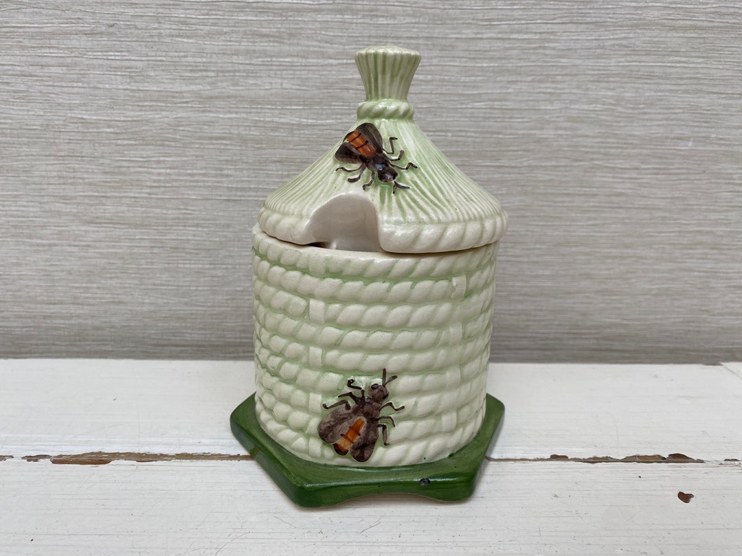 Vintage Beehive Ceramic Honey Pot With Lid - Bee Finials - Etsy