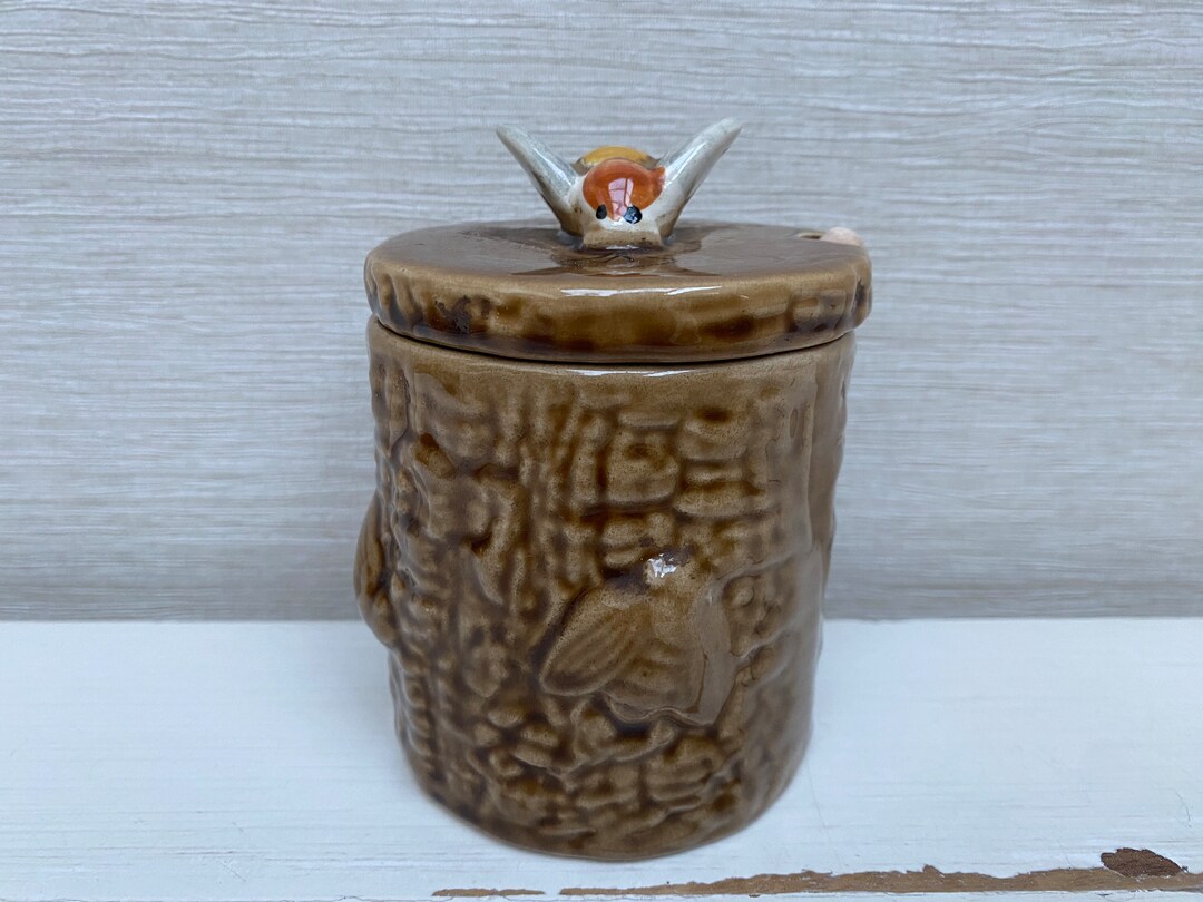 Vintage Bee Finial Ceramic Honey Pot and Wooden Stirrer - Etsy