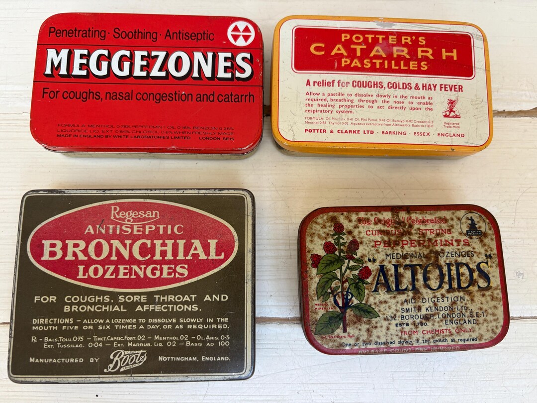 Vintage Lozenges Tins - Medicinal Pharmaceutical Collectables Antiques ...