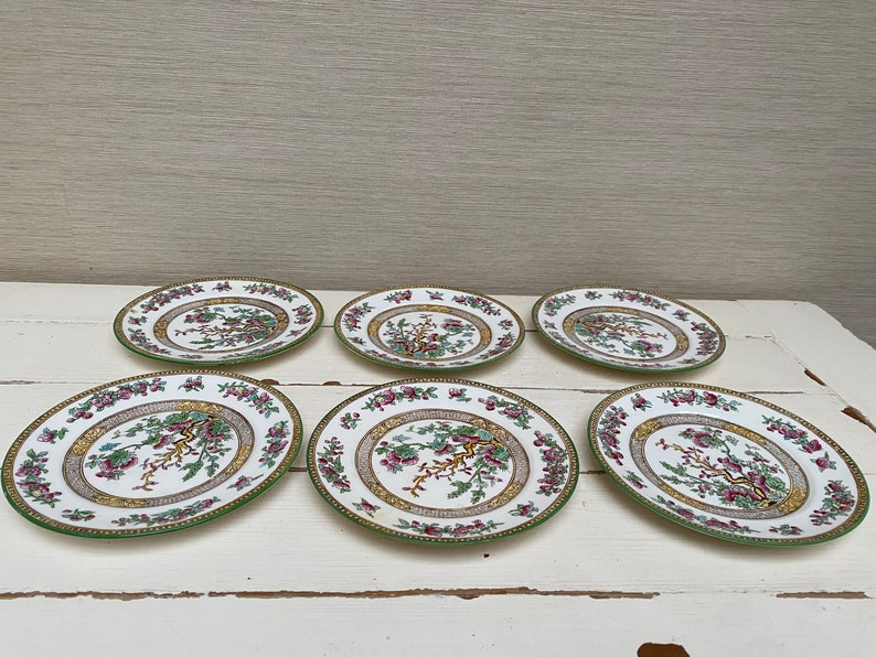 Set of Six Vintage Foley Art Peacock Pottery 'indian Tree' Small Tea ...
