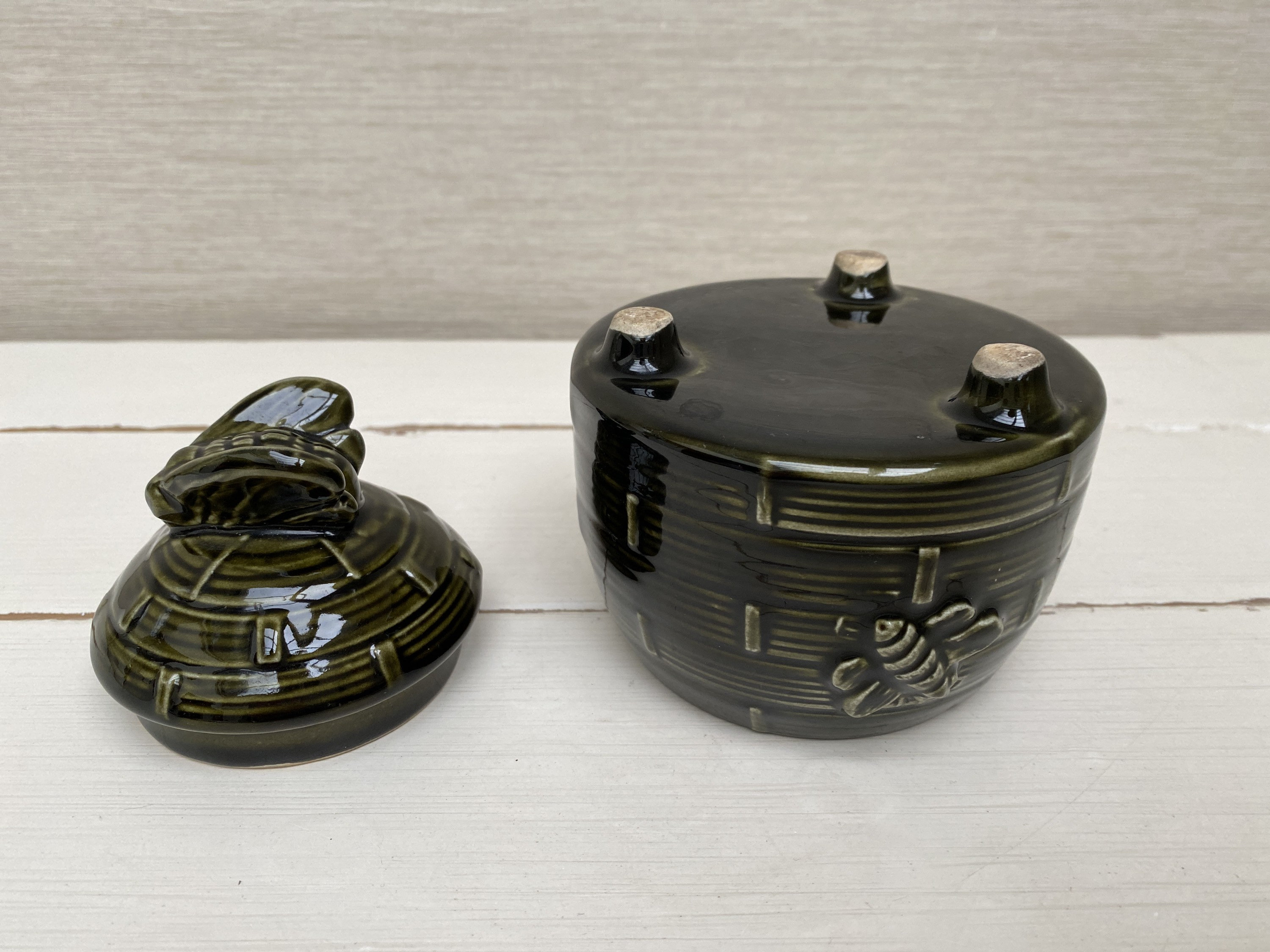 Vintage Green Ceramic Glazed Bee Finial Honey Jar - Etsy