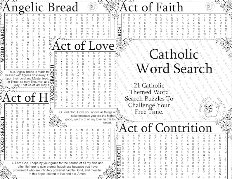 Catholic Prayers Word Search | Digital Download | Download Only | No ...