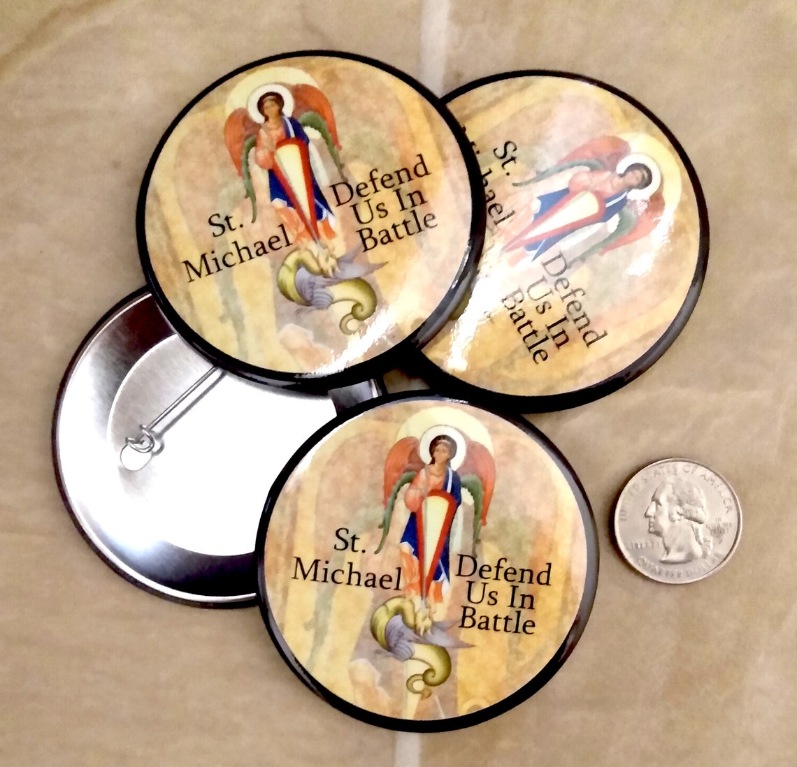 St. Michael Pin Back Button 2.5 | Etsy