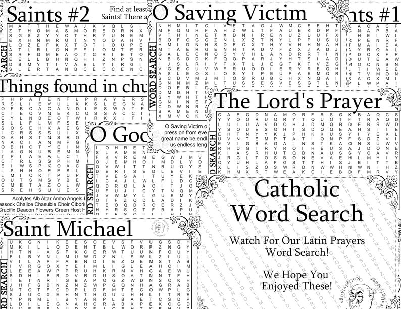 Catholic Prayers Word Search | Digital Download | Download Only | No ...