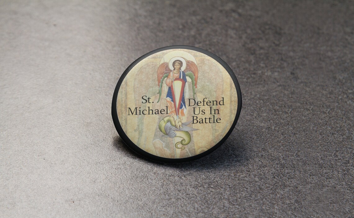 St. Michael Pin Back Button 2.5" - Etsy
