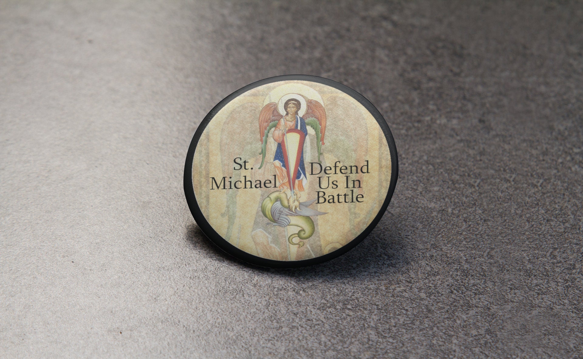St. Michael Pin Back Button 2.5 - Etsy