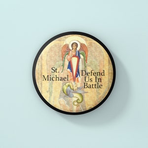 St. Michael Pin Back Button 2.5" - Etsy