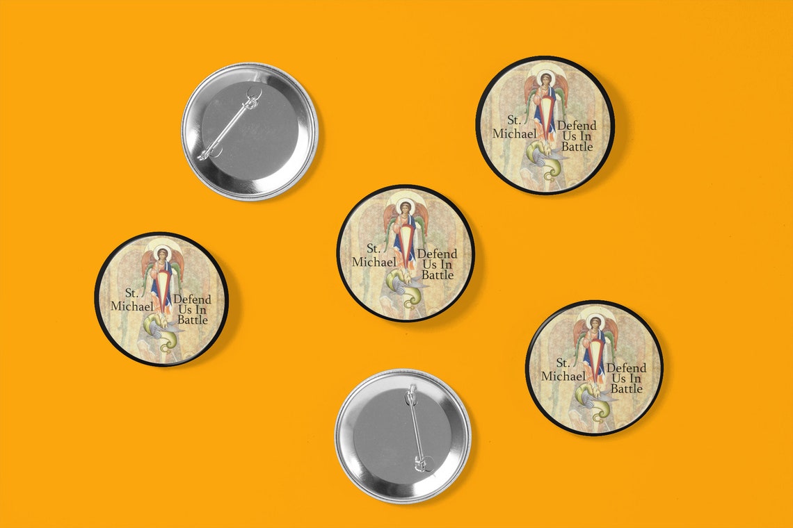 St. Michael Pin Back Button 2.5 | Etsy