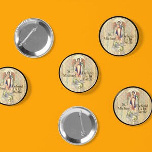 St. Michael Pin Back Button 2.5" - Etsy