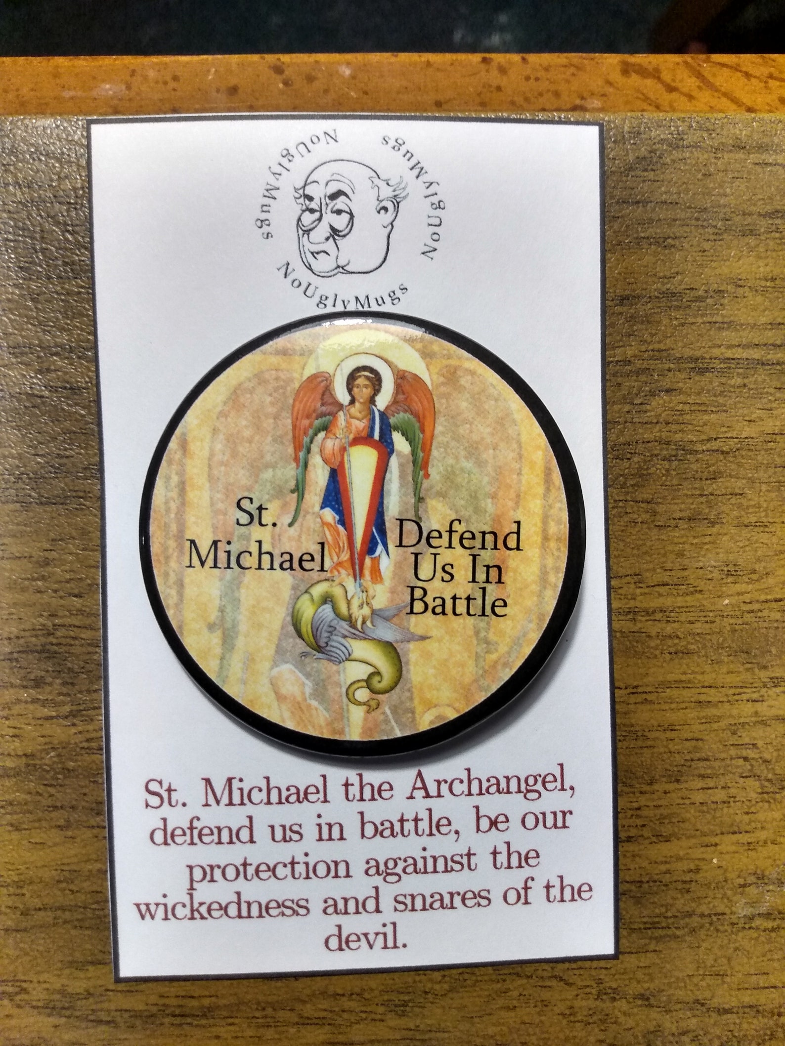 St. Michael Pin Back Button 2.5 - Etsy