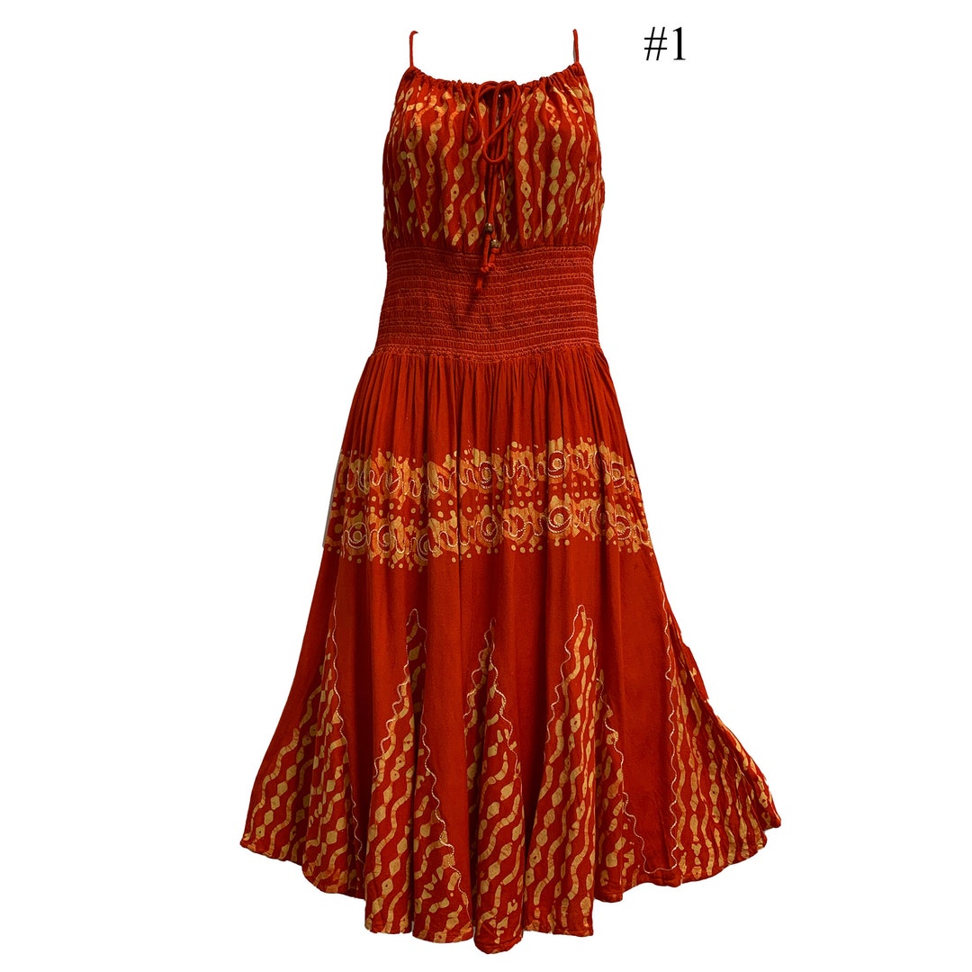 Boho Bohemian Embroidered Indian Ethnic Batik Print Spaghetti-strap ...