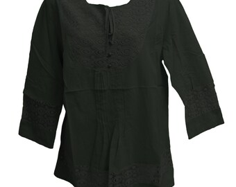 Black Lace Peasant Blouse - Etsy
