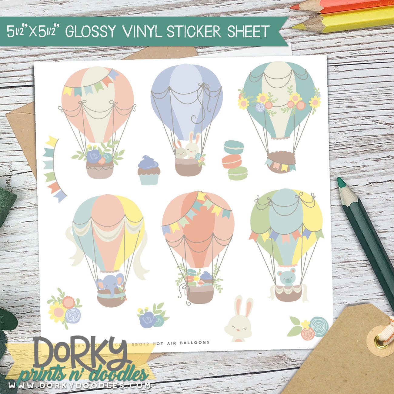 Hot Air Balloon Vinyl Stickers - Etsy