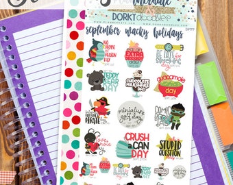 Wacky October Print and Cut Planner Stickers - Crazy October Holidays ...