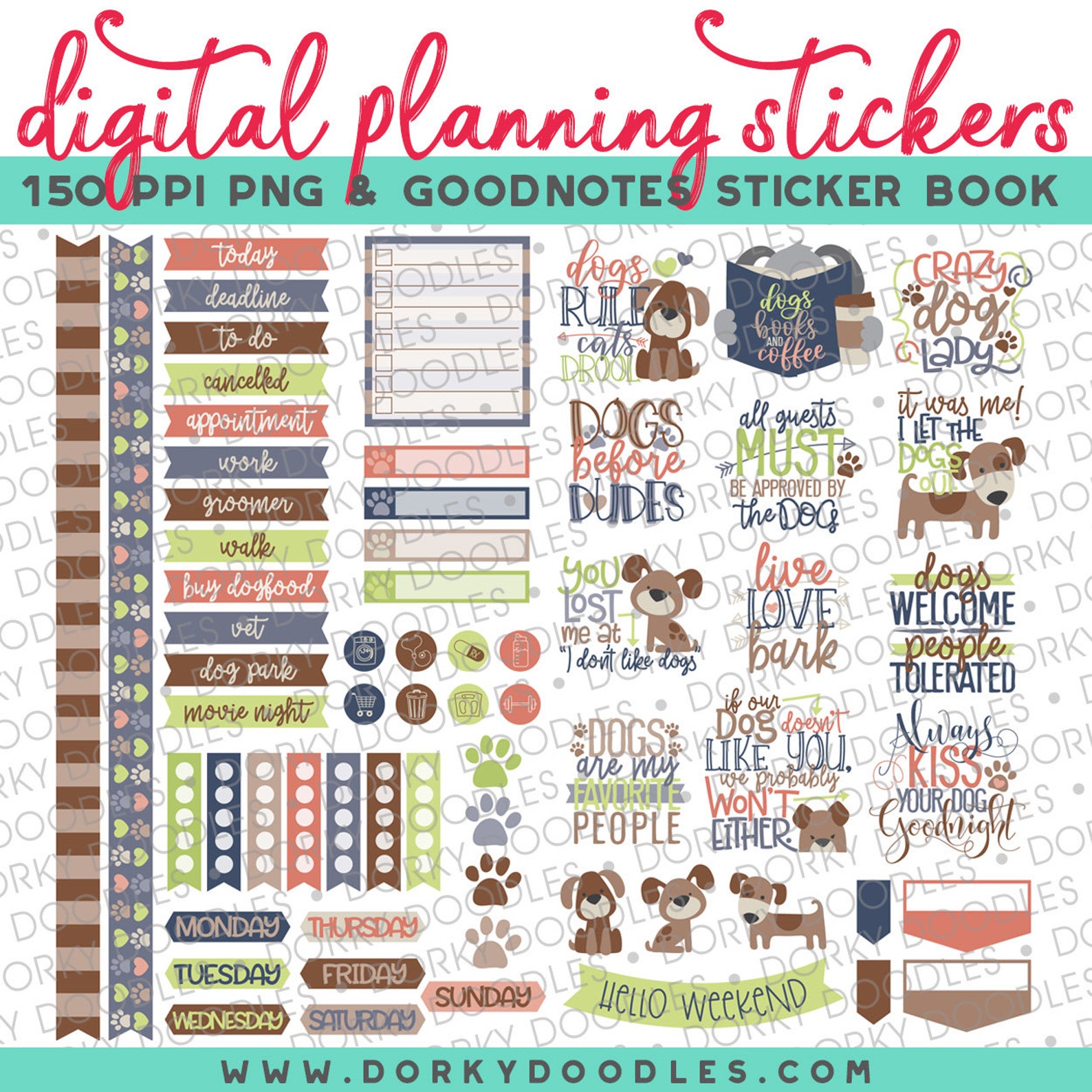 Dog Lovers Digital Planner Stickers - Dog People Sticker Book for ...