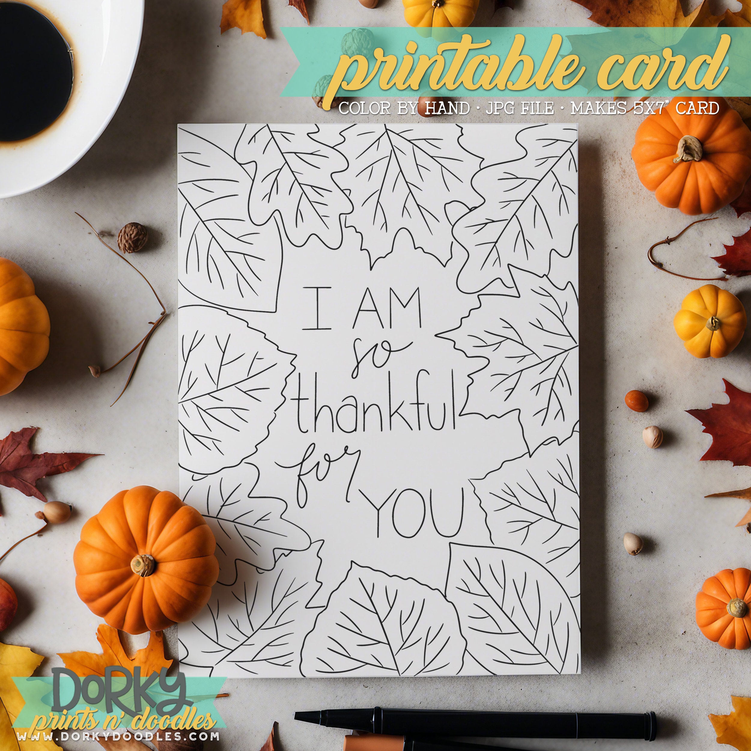 Printable Coloring Greeting Cards - Hand Drawn Digital Cards for ...