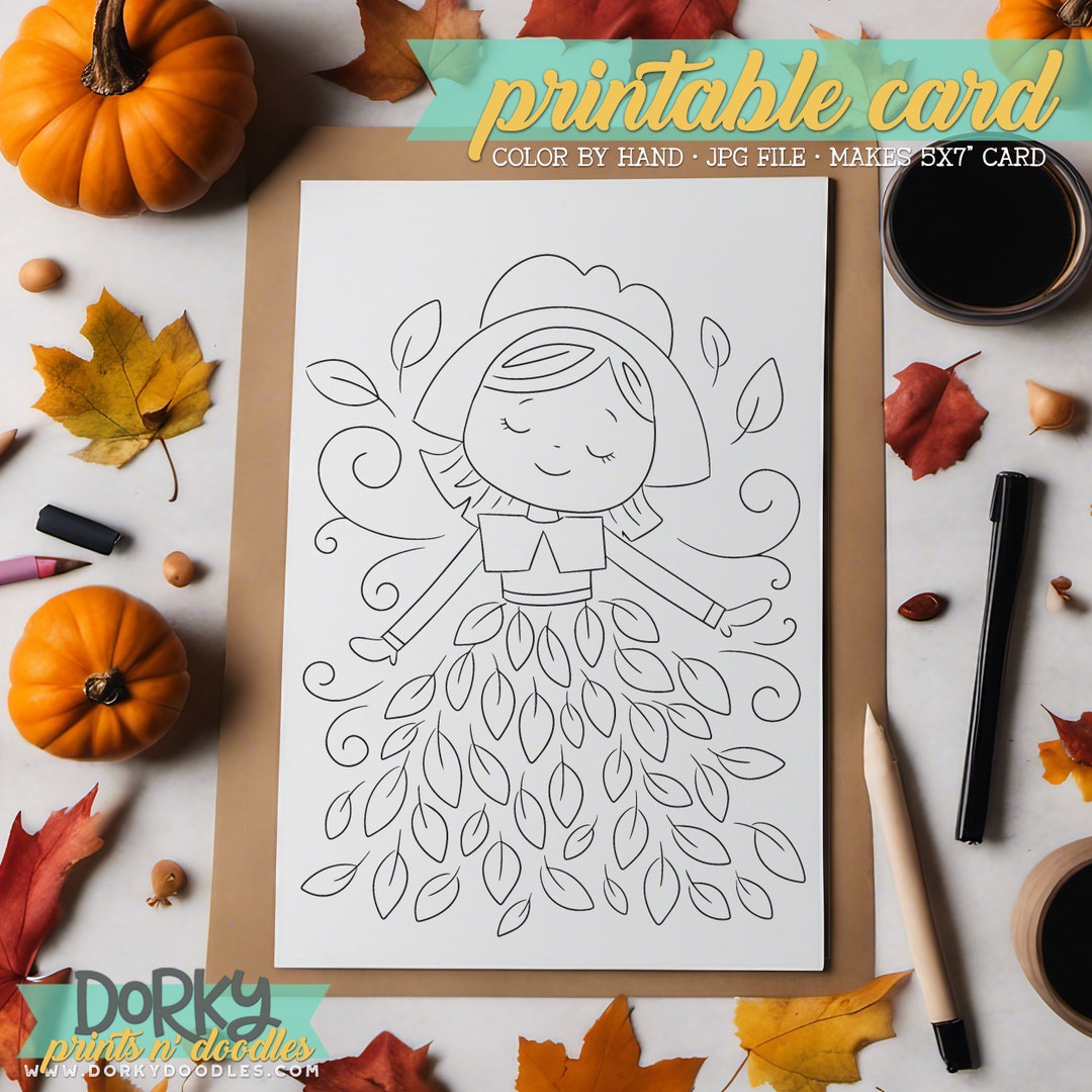 Printable Coloring Greeting Cards - Hand Drawn Digital Cards for ...
