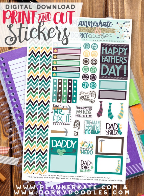 Father's Day Print and Cut Planner Stickers Dad Life - Etsy