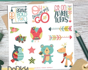 Forest Animals Vinyl Stickers AI Designs - Etsy