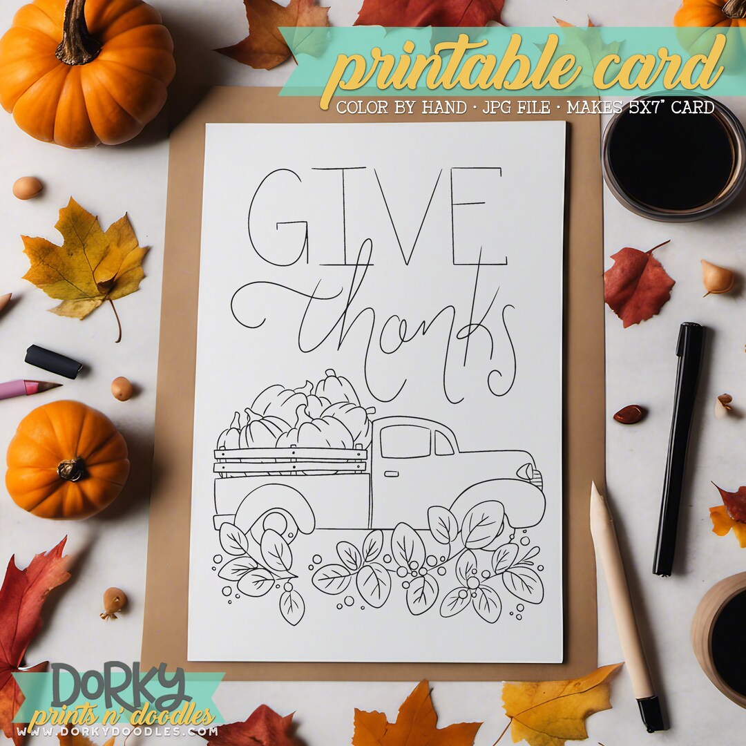 Printable Coloring Greeting Cards Hand Drawn Digital Cards - Etsy