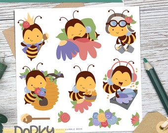 Bean Bees Stickers Cute Hive Pack Honey Bee Hydroflask Laptop - Etsy