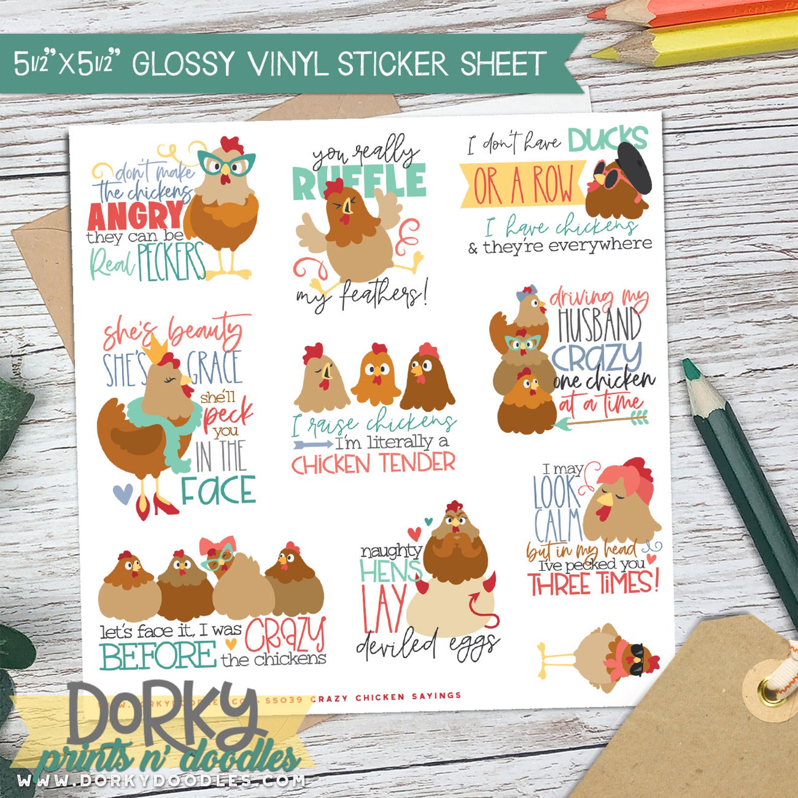 Funny Chicken Sayings Vinyl Planner Stickers - Etsy