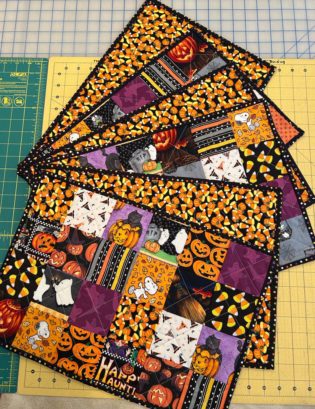 Halloween Placemat, Kids Quilted Patchwork Placemat, Washable ...