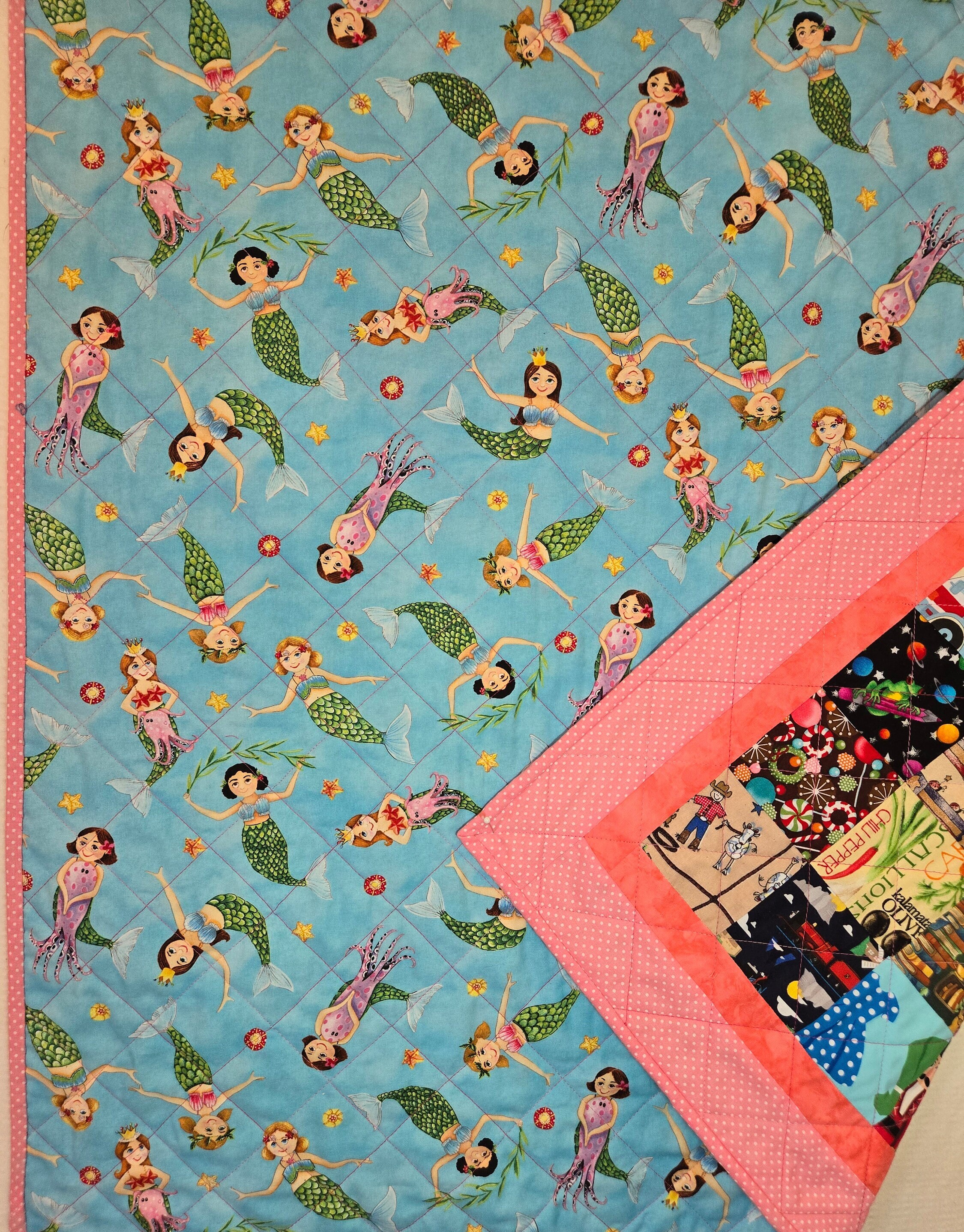I Spy Patchwork Quilt: Mermaid Theme, Handmade Kids' Play Mat - Etsy
