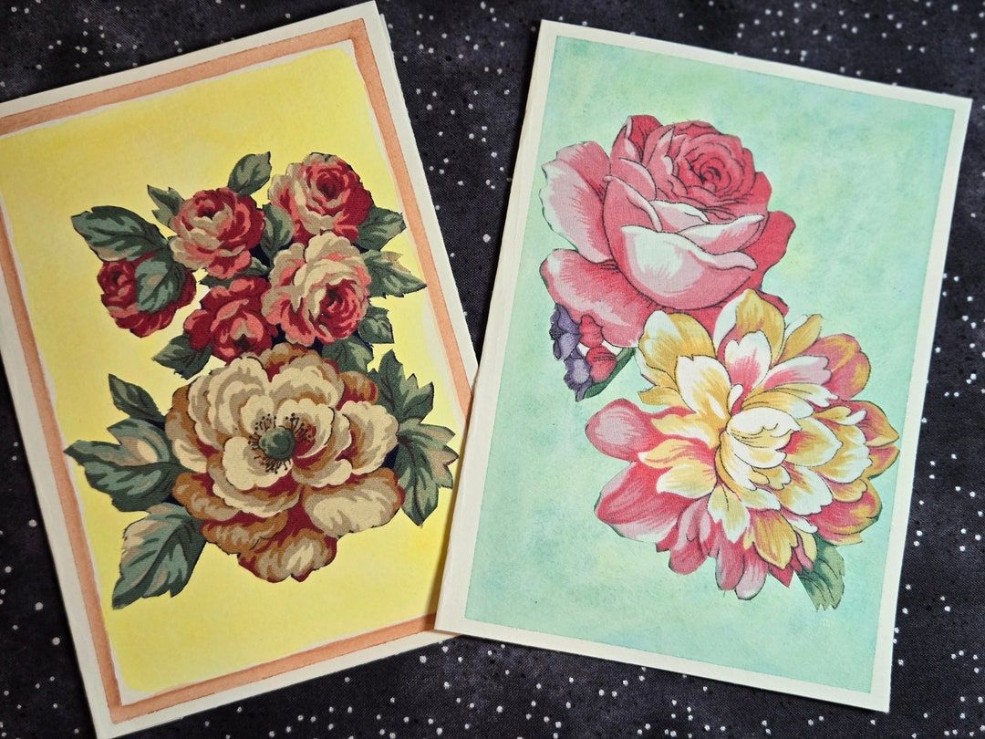 Floral Fabric Watercolor Art, All Occasion Greeting Card, Handmade ...