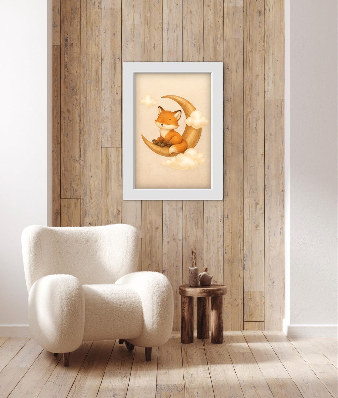 Nursery Wall Art • Fox on Crescent Moon • Watercolour Printable ...