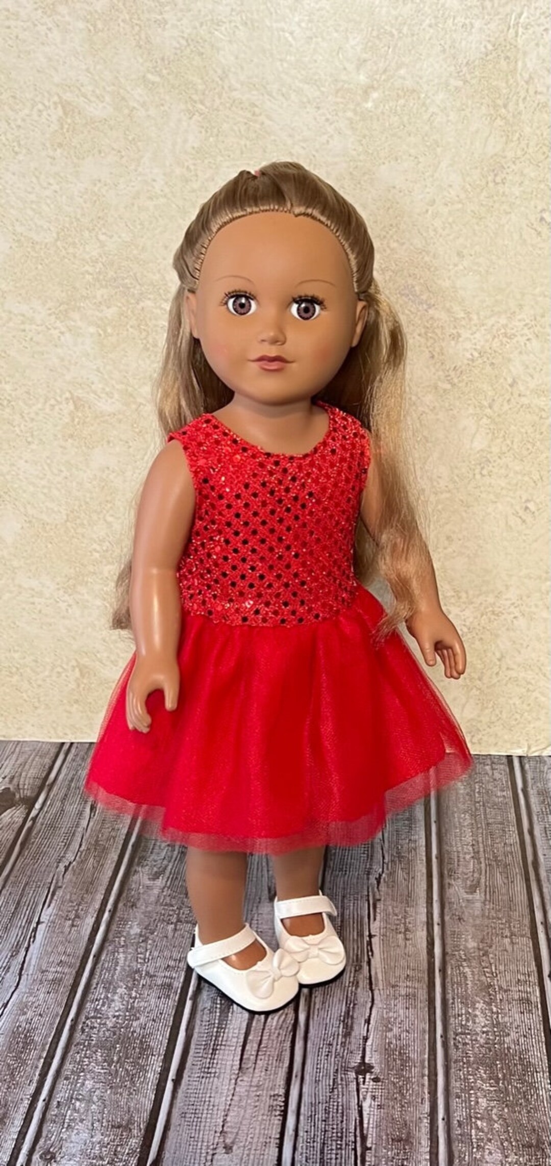 Red Sequin and Tulle Party Doll Dress Handmade for American Dolls and ...