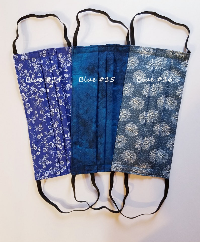 Blue Face Mask with Filter Pocket Aluminum Nose Strip and | Etsy